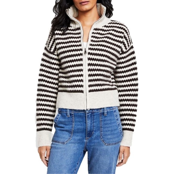 RDI | Sweaters | Rdi Stripe Zip Front Crop Cardigan | Poshmark